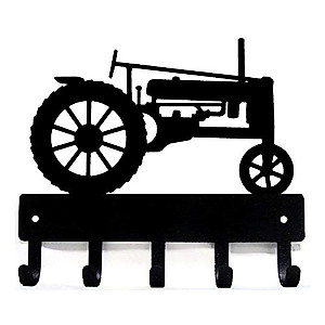 The Metal Peddler Farm Tractor #39 Key Rack Holder for Wall - 9 inch Wide - Made in USA; Farmhouse Decor, Barn Organizer