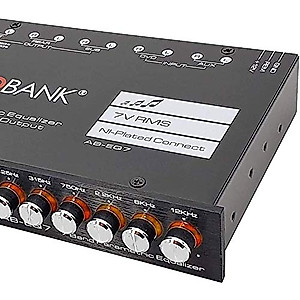 Audiobank EQ7 1/2 Din 7 Band Car Audio Equalizer EQ with Front, Rear/Frequency Adjustable /3 Stereo RCA Input for Portable Devices & Subwoofer Output -2nd Gen
