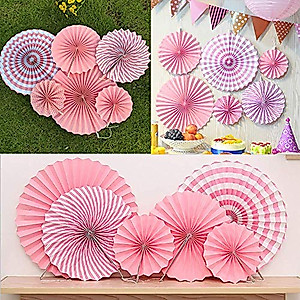 Birthday Decoration Set - Baby Partyr Crown, Girl/Boy 2st Birthday Party Hat Princess Tiara Hat Includes Cake Topper One "I Am One" and Star Banner Pink Hanging Paper Fan Flower Pink and White Balloons