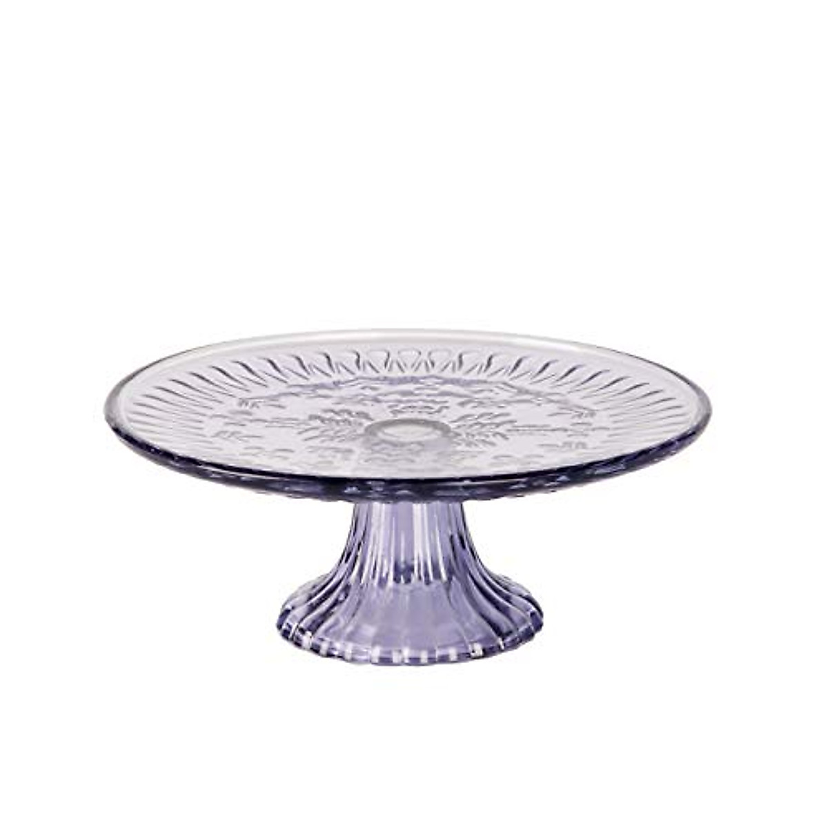 KMwares 9" D Colored Glass Round Cake Stand, Serving Platter, Multifunctional Dessert Plate with Beautiful Lavender Color for Wedding, Birthday Party, Kicthen Baking Ware
