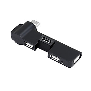 RIIEYOCA 4 Port USB 2.0 Hub, 90°/180° Degree rotatable USB Expansion allocator, for PC, Laptop, Keyboard, Mouse, Hard Drives and Other USB 2.0 Adapter(Black)