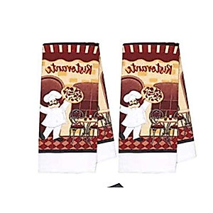 Home Collection Classic Kitchen Dish Towels - Set of 2, 15" x 25", 59% Cotton, 41% Polyester (Chef)