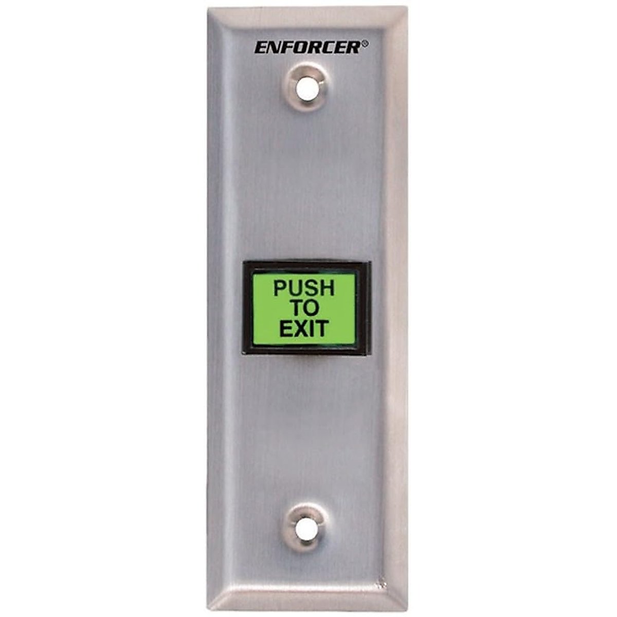Seco-Larm SD-7103GC-PTQ Enforcer Slimline Illuminated RTE Plate with Built-in Timer, Square Illuminated Push Button with Caption "PUSH TO EXIT", Long-life green LED 12/24 VAC/VDC (~35,000hr)