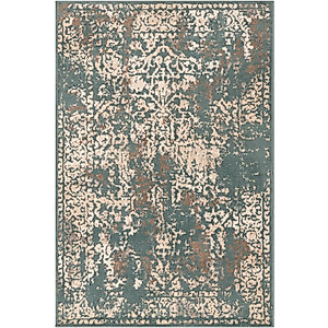 Rugs.com Mojave Collection Rug – 4' x 6' Green Medium Rug Perfect for Entryways, Kitchens, Breakfast Nooks, Accent Pieces