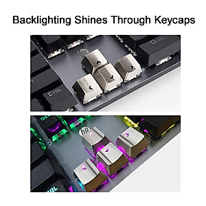 Fitlink FPS & MOBA Gaming Keycaps, Durable Stainless Steel Metal Keycap with Key Puller for Mechanical Keyboard Cherry Mx Switch (WASD+Direction Keys,Silver)