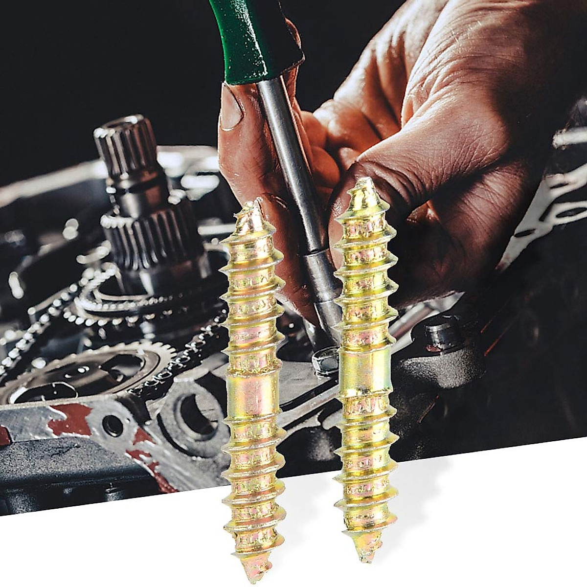 20pcs 5x30mm Double Ended Dowel Screw Self Tapping Threaded Bolts Woodworking Furniture Connector Rods Bars Studs for Furniture Assembly, Woodworking