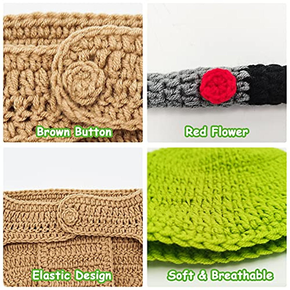 TIMSOPHIA Newborn Infant Baby Photography Prop Crochet Knit Hat Diaper Costume Set Handmade Cap Outfits Hat for Baby Shower(Green)