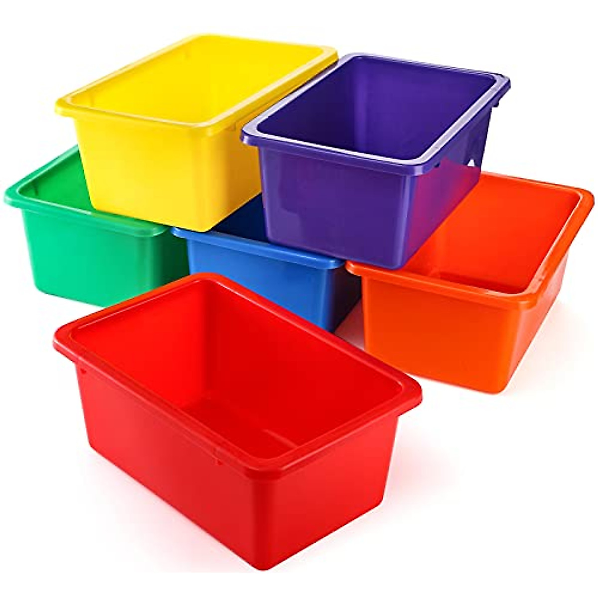 Nicunom 6 Pack Cubby Bin Storage Bins, Multi-Purpose Plastic Storage Bins Stackable Organizer Storage Cubbies for Home, Nursery, Playroom, Classroom