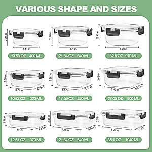 Skroam 12 Pack Glass Food Storage Containers with Lids, Meal Prep, Pantry Kitchen Storage Containers for Lunch, Leak Proof, Airtight Glass Lunch Bento Boxes for Microwave, Oven, Freezer and Dishwasher