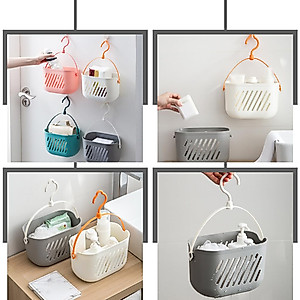 DOITOOL Hanging Shower Organizer,Plastic Hanging Shower Basket with Hooks, Shower Baskets for Inside Shower Bathroom Organizing, Cabinet, Kitchen, Pantry,Dorm Room (Gray)