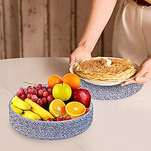 AmapleL 9 Inches Trivets for Hot Dishes, Trivets (Set of 4) for Hot Pots and Pans Holder + 1 Pack Kitchen Storage Basket, 100% Cotton Round Hot Pads - Table Mats - Coasters, Table Heat Protector Pad