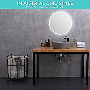 Aquaterior Laundry Hamper Basket with Rolling Lockable Wheels Clothes Storage Bin Rolling Cart Industrial Style Small Space for Home Bathroom 15.56"L x 11.81"W x 23.63"H