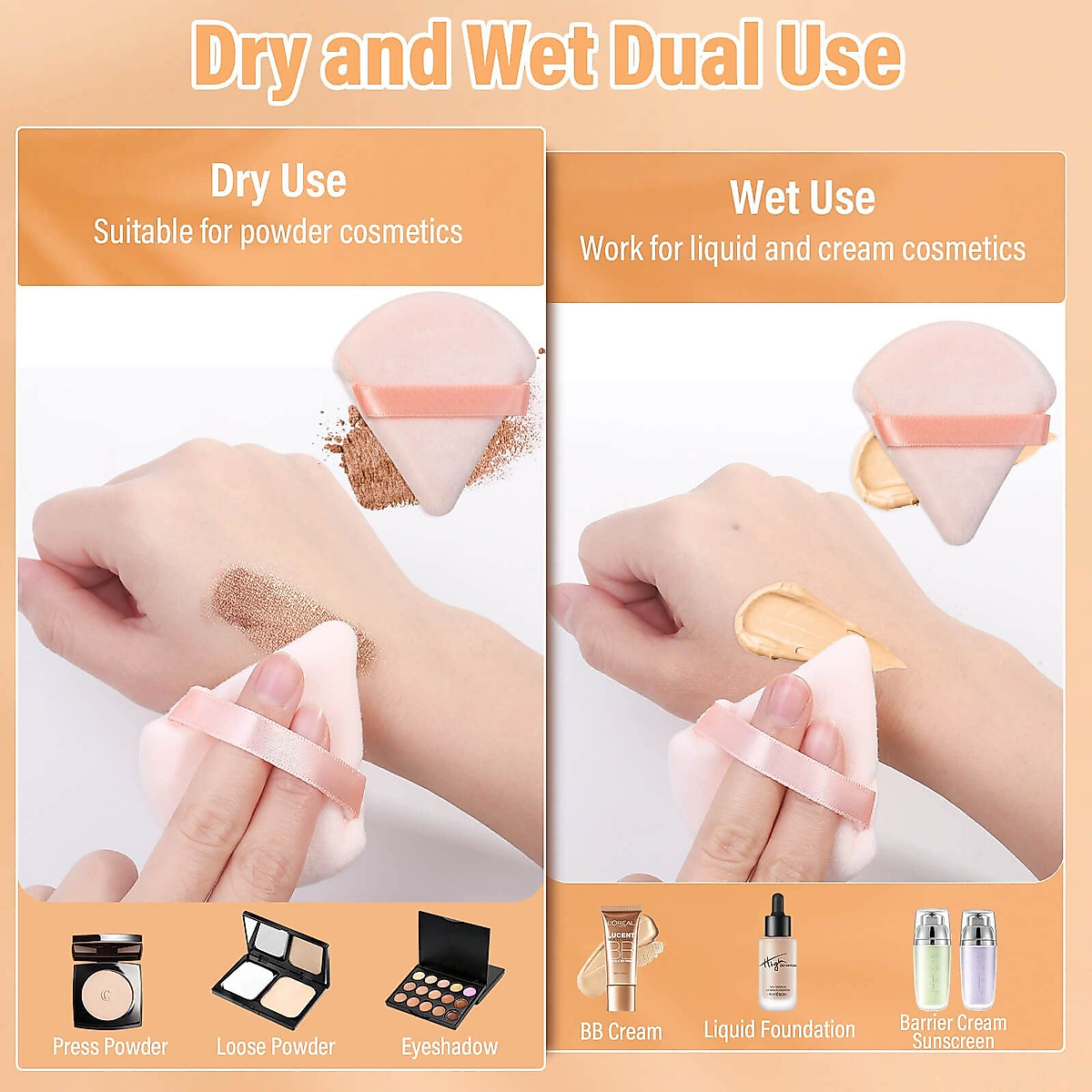 20pcs Triangle Powder Puff, Setting Powder Puff for Make Up, Face Puff Pads for Loose Powder and Press Powder, Makeup Sponge Powder Applicator for Face and Eye