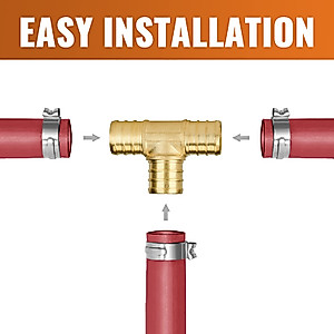 SUNGATOR 5-Pack 3/4" Pex Tee, No Lead Brass 3/4" Inch Pex T Fittings