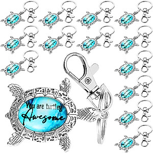 Huquary 24 Pcs Sea Turtle Keychain Inspirational Turtle Gifts for Turtle Lovers Beach Keychain Sea Turtles Key Ring Turtle Charm Inspirational Gifts Women Coworker Teachers Friend Appreciation Gifts