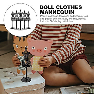 NUOBESTY 6Pcs Plastic Mannequin Display Support Holder Dress Forms Cloth Gown Model Stand Detachable Doll Clothes Mannequin for Doll Accessories, Black