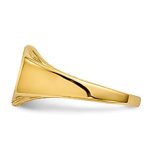 Solid 14k Yellow Gold 8.5x11.5mm Open Back Engravable Monogram Signet Ring Band Size 5