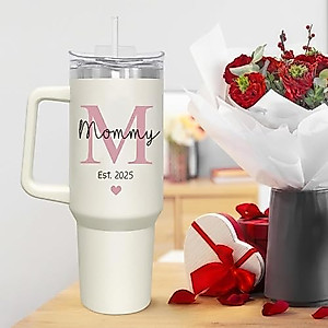 Personalized Custom Mama Tumbler, Mama Tumblers With Handle And Straw, Mothers Day Tumbler Gifts, Mommy Cups, Gifts For Moms, Birthday, Christmas