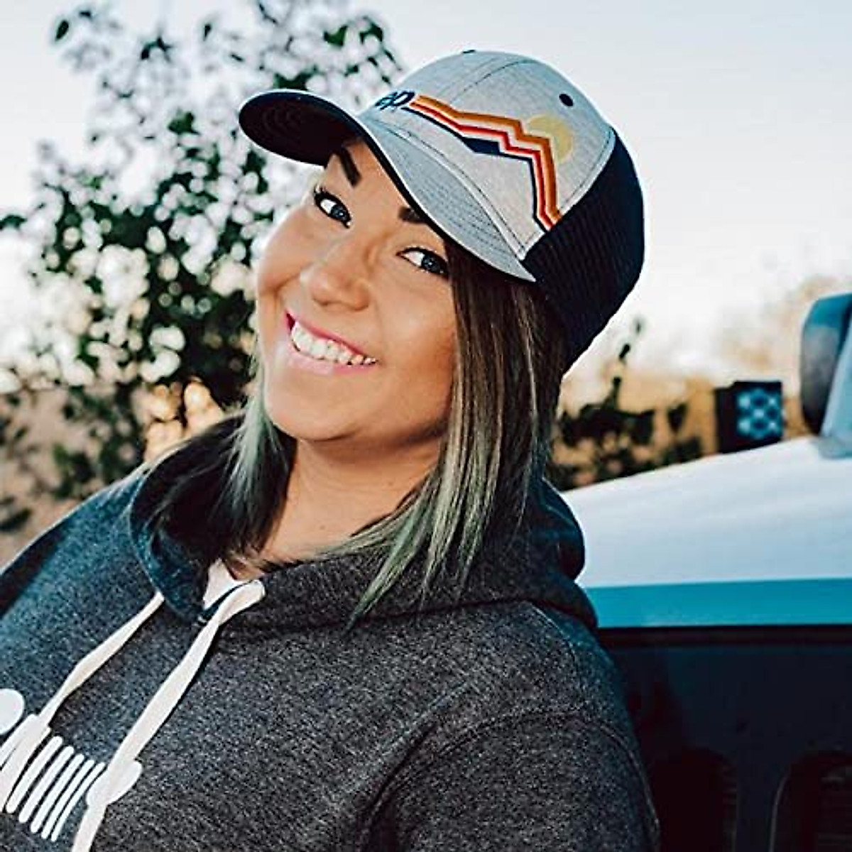 Jeep Mountain Stripe Navy Mesh Back Snap Closure Hat