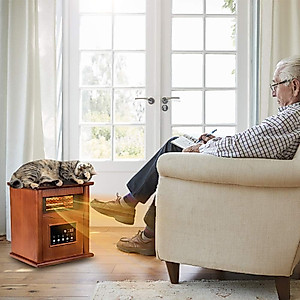 Electric Infrared Space Heater, Quartz Heater for Indoor Use, Tip-Over & Overheat Protection with Remote Control, 3 Heat Settings, 12H Timer, 1500W for Large Room Basement Heating