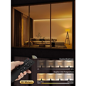 addlon Tripod Floor lamp with Remote, Floor Lamps for Living Room, Standing Wood lamp with Shelf, mid Century lamp with LED Bulb for Bedroom, Office (Stepless Brightness, Multiple CCT)- Black