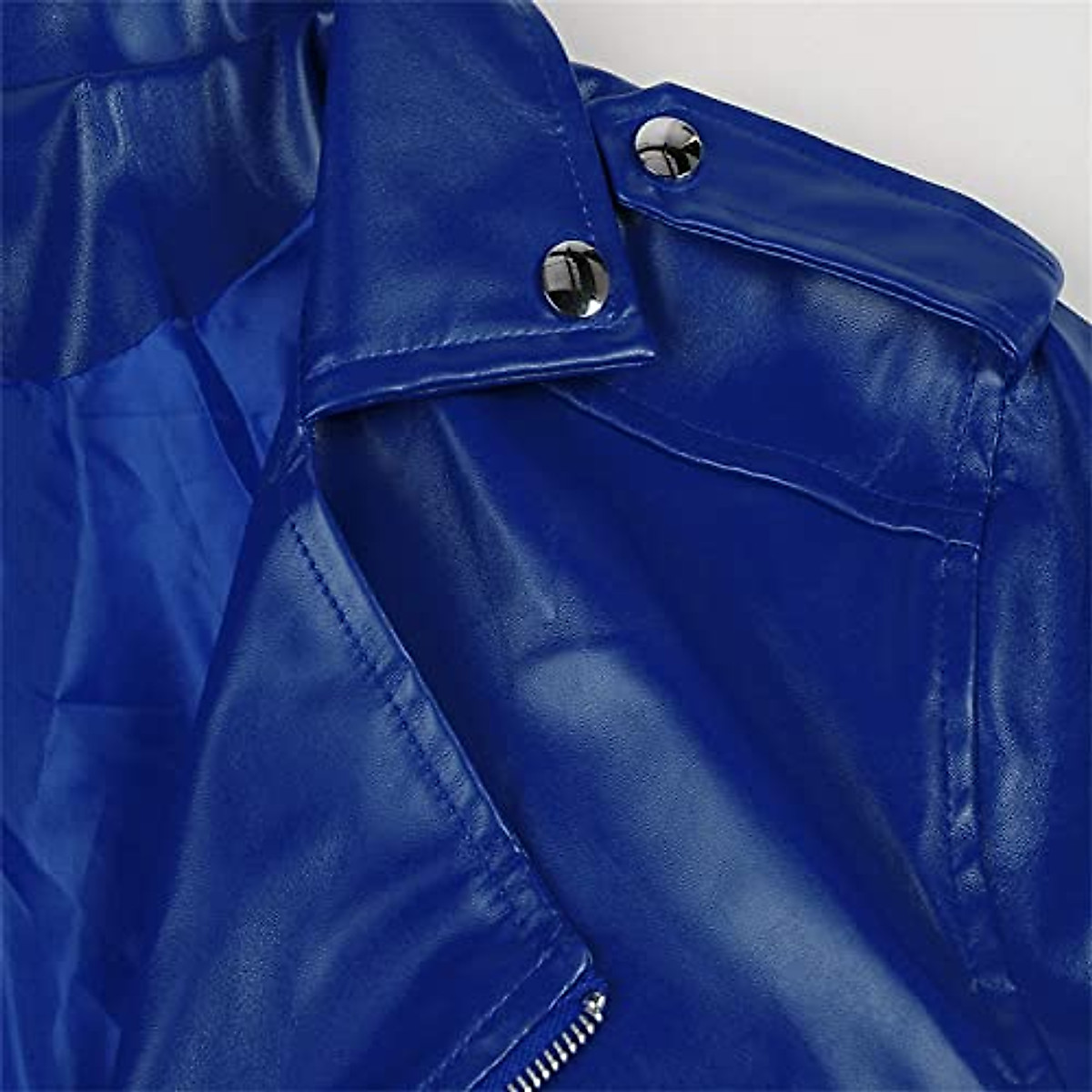 Maiyifu-GJ Men's Lapel Faux Leather Biker Jacket Asymmetric Zip Lightweight Punk Coat Vintage Slim Fit PU Leather Jackets (Dark Blue,XX-Large)