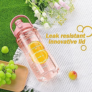 Unistar Half Gallon Water Bottle with 2-in-1 Lid (Straw lid/Chug Lid), 64oz Large Capacity Water Jug BPA-free Gallon Water Bottle, Leak-proof Water Jugs, Water Bottle with Time marker for Gym Outdoor