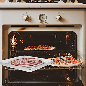 YARDWE Pizza Bakeware, Perforated Aluminum Sheet Pan 12 Inch Pizza Tray Pizza Pan with Holes Square Nonstick Bakeware for Oven Baking Pizza, French Fries