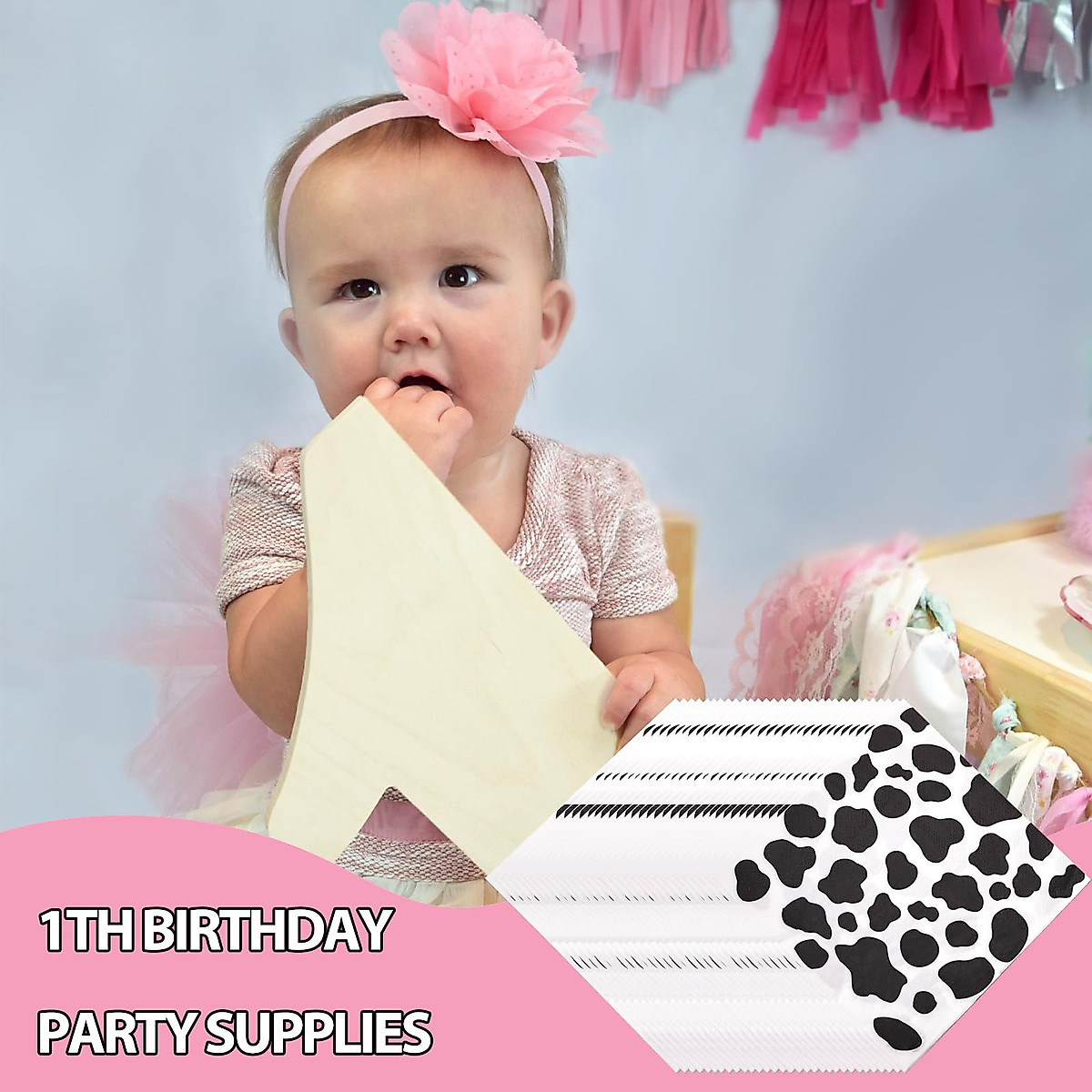 EaciTown Cow Print Napkins Cow Napkins for Party Paper Cowboy Napkins Farm Animal Party Napkins for Western Cowgirl Baby Shower Cow Themed Birthday Party Supplies