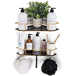 LuxeCaddy Shower Caddy , Corner Shower Caddy ,Shower Organizer, Shower Shelves Inserts for Bathroom Organization, Gold