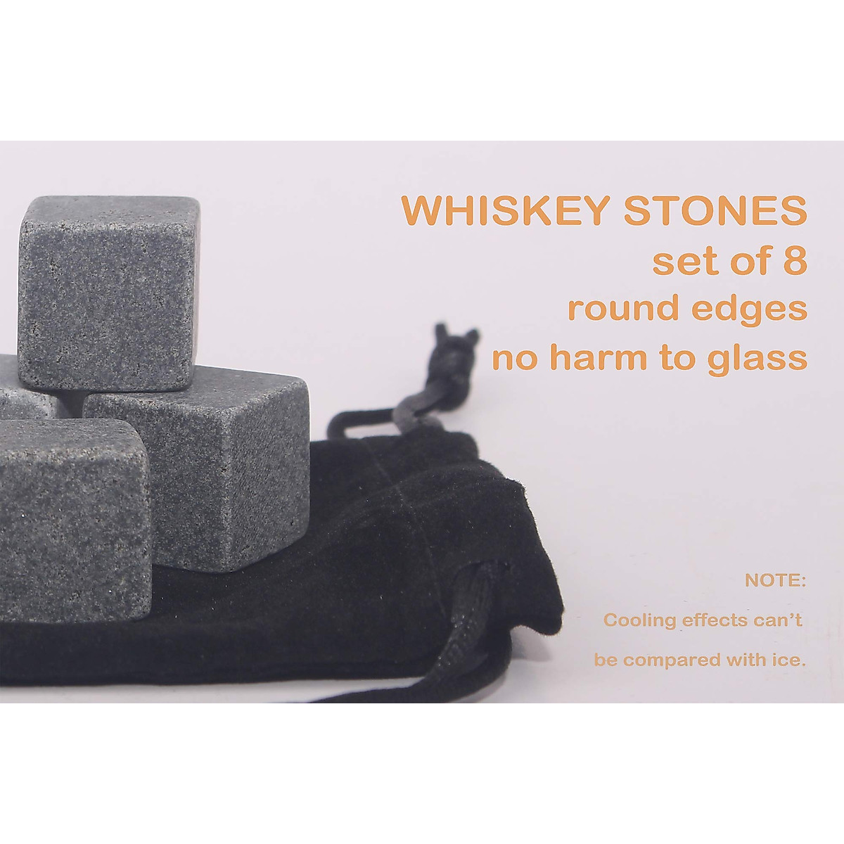 Whiskey Stones and Bottle Stopper Set, Pack of 8 Whiskey Drinking Stones to Chiling Whiskey, Polymer Stopper for Standard Spirit, Wine Bottles, Gift Pack for Christmas, Birthday - Barleo Malt°