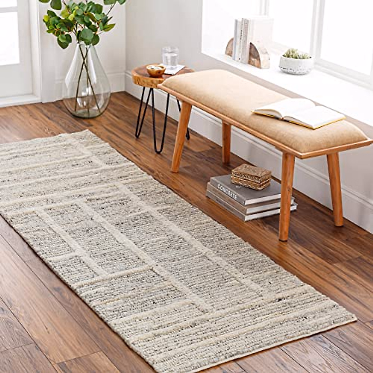 Hauteloom Chapais Wool Living Room, Bedroom Area Rug - Bohemian, Transitional - Gray, LightSlate, Charcoal - 8' x 10'