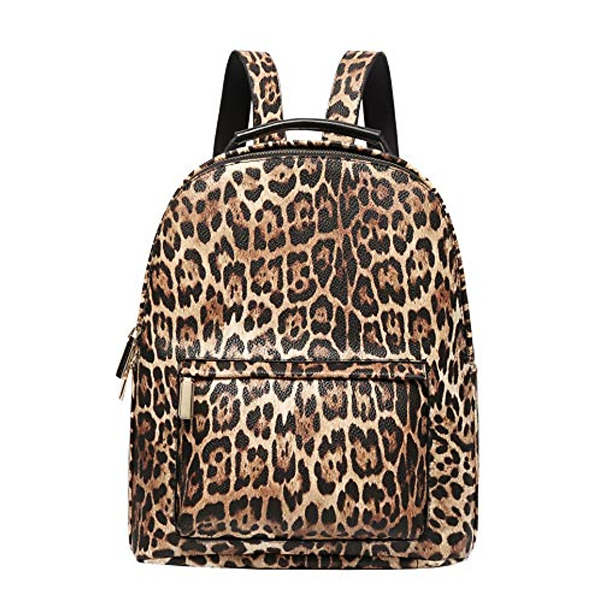 Daisy Rose Backpack Travel Bag for Work, School, Airplane Flights & Camping, PU Vegan Leather - Leopard