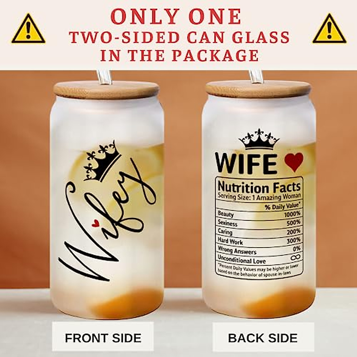 Gifts for Wife from Husband - Wife Gifts - Wedding Anniversary for Her, Mothers Day Gifts for Wife, Wife Birthday Gift Ideas - I Love You Gifts for Her, Romantic Gifts for Her - 16 Oz Can Glass