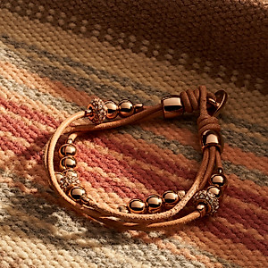 Fossil Women's Leather Bracelet, Color: Rose Gold/Tan (Model: JA6539791)