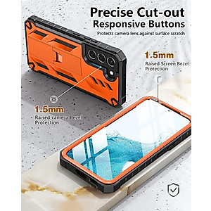 SOiOS for Samsung Galaxy S22 Protective Case: Military Grade Drop Proof Protection Mobile Phone Cover with Kickstand | Rugged Shockproof TPU Matte Textured Sturdy Phone Bumper (Orange)