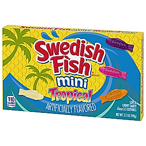 SWEDISH FISH Mini Tropical Soft & Chewy Candy, Bulk Candy, 12 - 3.5 oz Boxes