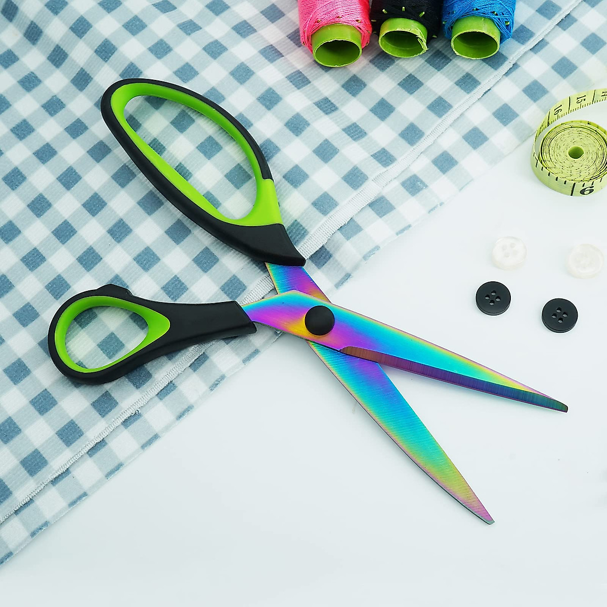 Scissors All Purpose,Heavy Duty Sharp Titanium Blades Scissors with Rubber Soft Grip Handle,Craft Scissors Set of 3 Pack Tool Set Great for Office, Sewing, Arts, School and Home Supplies