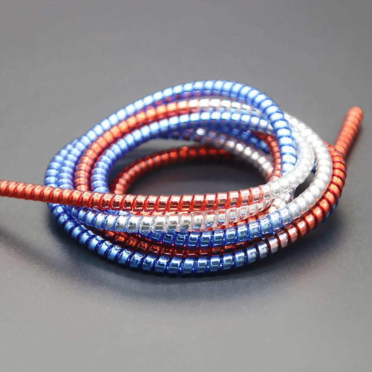 Cable Protector Animal Proof Wire Repair, Cord Protector for Pets Headphone Saver Spiral Cable Wrap Strain Relief, Cord Sleeve for Phone Cable USB Date Cable, 60 inches, 2 pcs, Silver-Red-Blue
