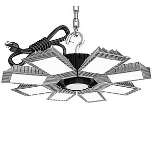 CODAFUL LED High Bay Light 8 Panels 300W LED Garage Lights with US Plug 5ft Cable 85-277V, Light for Wet Location Warehouse Residential Barn Factory Workshop, Shop Lighting (250W-1Pack, Silvery)