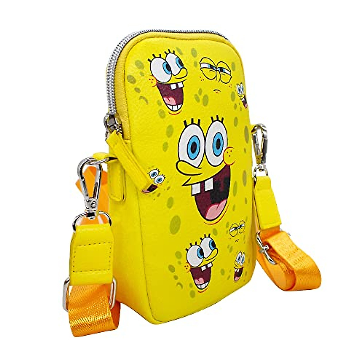 Buckle Down Wallet Phone Bag Holder-Spongebob Squarepants Expressions Scattered Yellow
