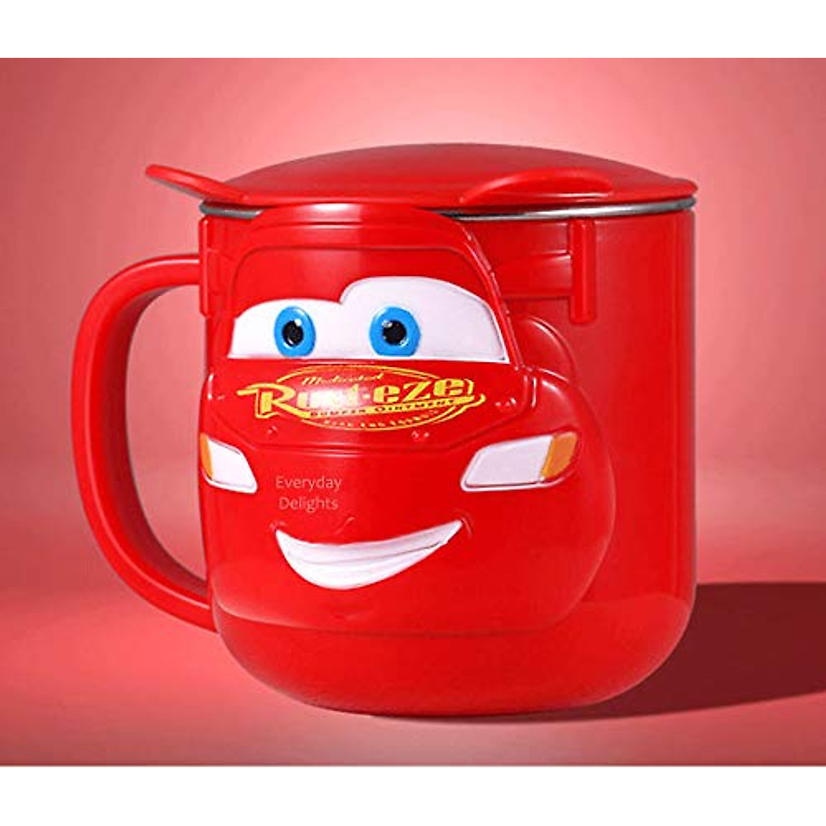 Everyday Delights Lightning McQueen Red Stainless Steel Insulated 3D Cup with Lid, 250ml