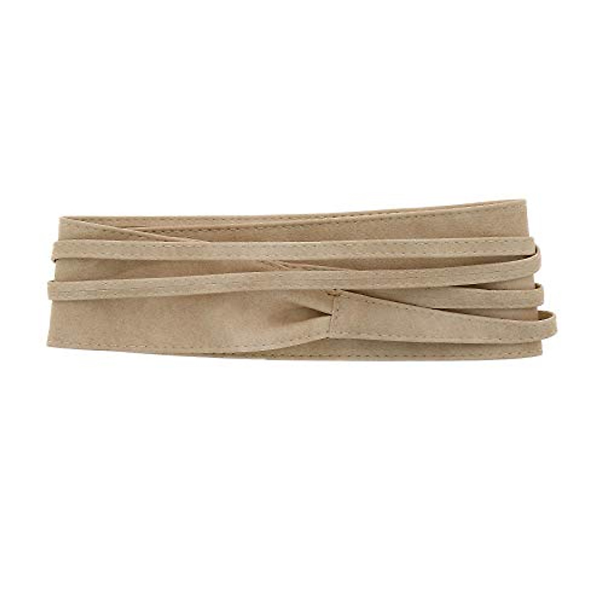FASHIONGEN - Woman leatherette waisband Obi Belt, MICA - Tan Beige, L-XL