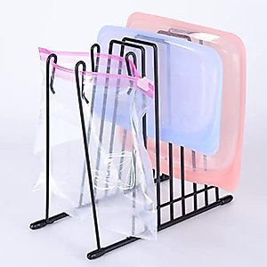 Lerine Reusable Food Storage Bags Drying Rack, Stainless Stand Plastic Bag Drying Rack with Baggy Rack, Easy to Dry Silicone Bags & Hands-free to Pour Leftovers, Sauce with No Spills