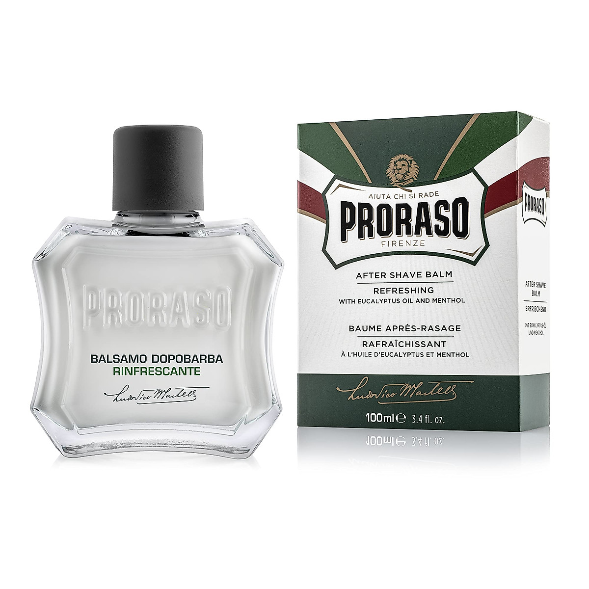 Proraso After Shave Balm for Men, Refreshing and Toning Moisturizer with Menthol and Eucalyptus Oil, 3.4 Fl Oz