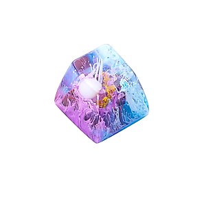 Ocean Key Artisan Keycap for DIY Replacement Handmade Resin Keycap Blue Mixed Purple Jellyfish Keycap for Switch Gaming, Cherry MX Mechanical Keyboards (Blue Mixed Purple)