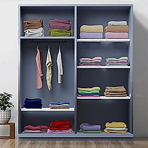 LOCVCDA Adjustable Closet Shelf Organizer, Heavy-Duty Metal Tension Shelf, Expandable Locker Shelf for Cabinet Wardrobe Cupboard Kitchen Bathroom Laundry Room (Large - 1Pack)