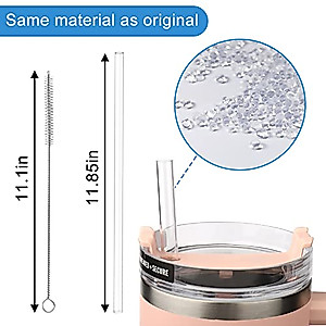 AIERSA 6 Pack Replacement Straws Compatible Stanley 40oz Tumbler,Plastic Clear Reusable Straw for Stanley Adventure Quencher Travel Tumbler,Long Straws with Cleaning Brush for Stanley Cup Accessories