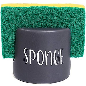 Sponge Holder for kitchen Sink - Dish Sponge Caddy for Kitchen Sink - Ceramic Sponge Holder - kitchen Sink Accessories - Farmhouse Fall Decor - kitchen Counter Decor - Sink Organizer - Black