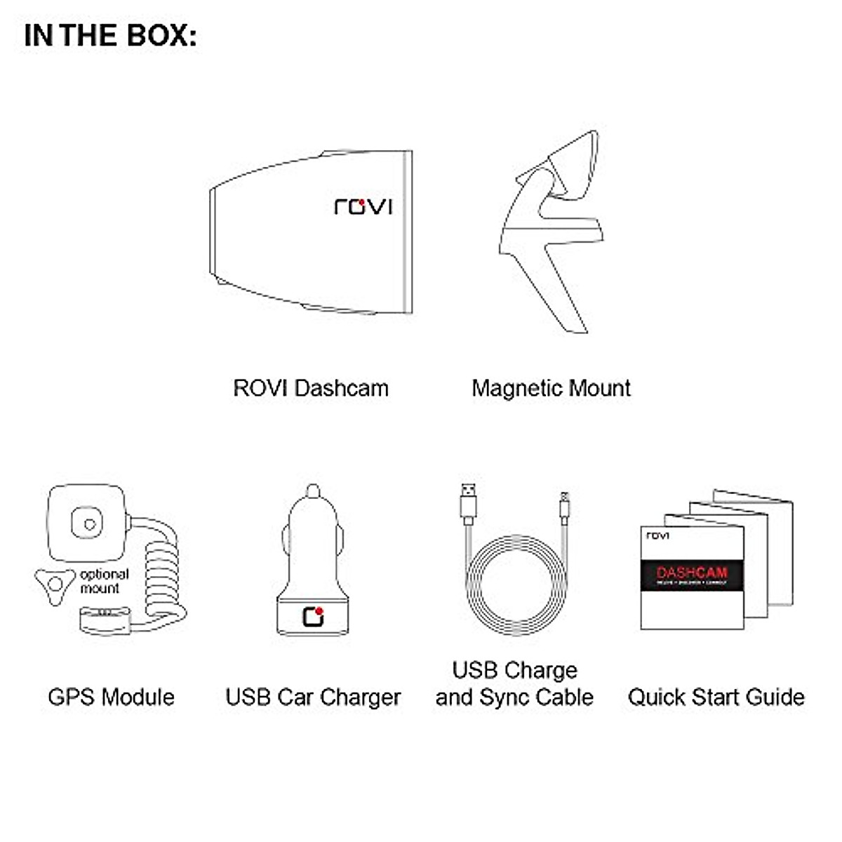 Rovi CL-6001 Magnetic Mount 1080p Full HD High Definition Panoramic Car Dash Camera Recorder with 1.5 Inch Wide Screen Wi-Fi, GPS, Loop Video Recording, Impact Detection and 360 Degree Rotation